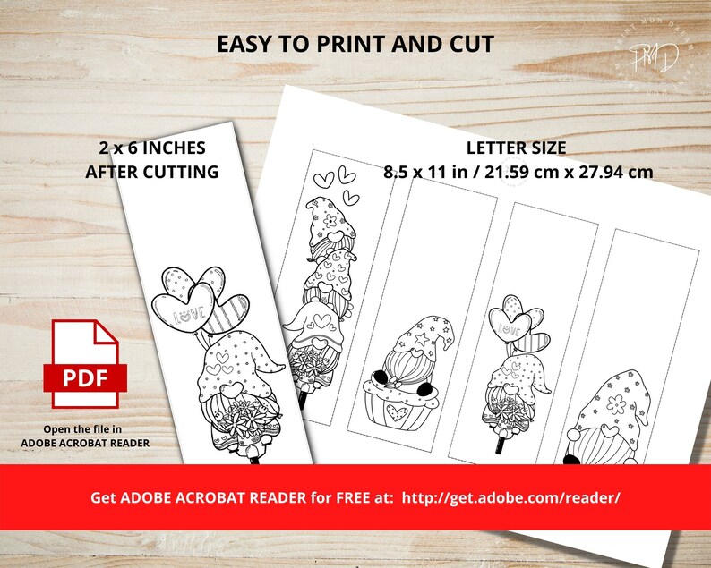 Printable Gnome Coloring Bookmarks, Valentine's Day Coloring Page ...
