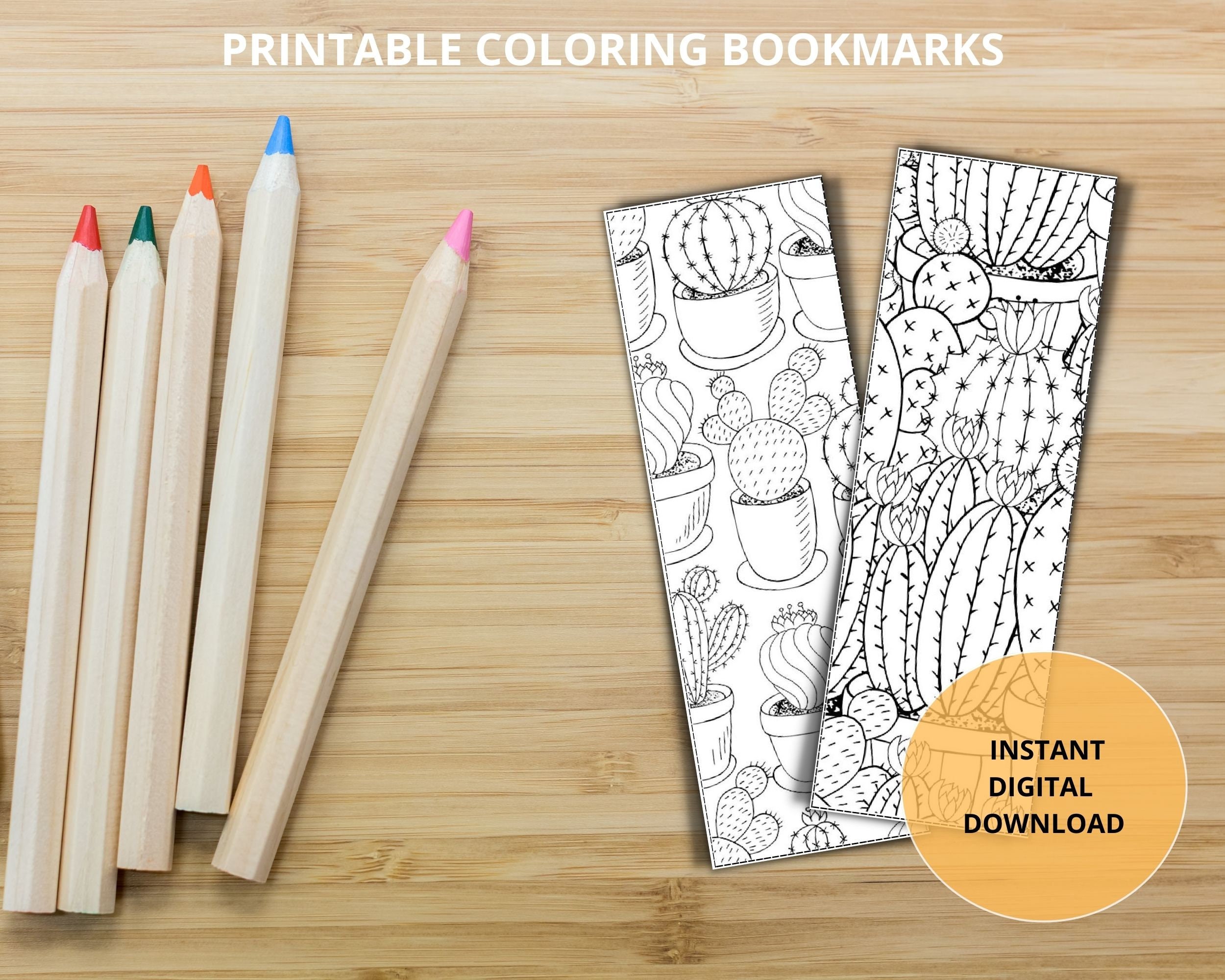 Cactus Coloring Bookmarks, Cactus Colouring Page, Printable Bookmarks ...