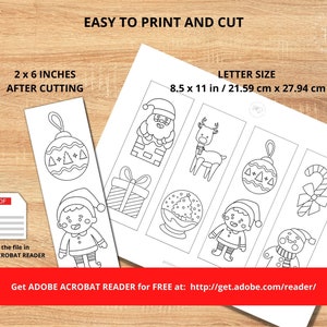 Printable Christmas Coloring Bookmarks, Xmas Colouring Page, Santa ...