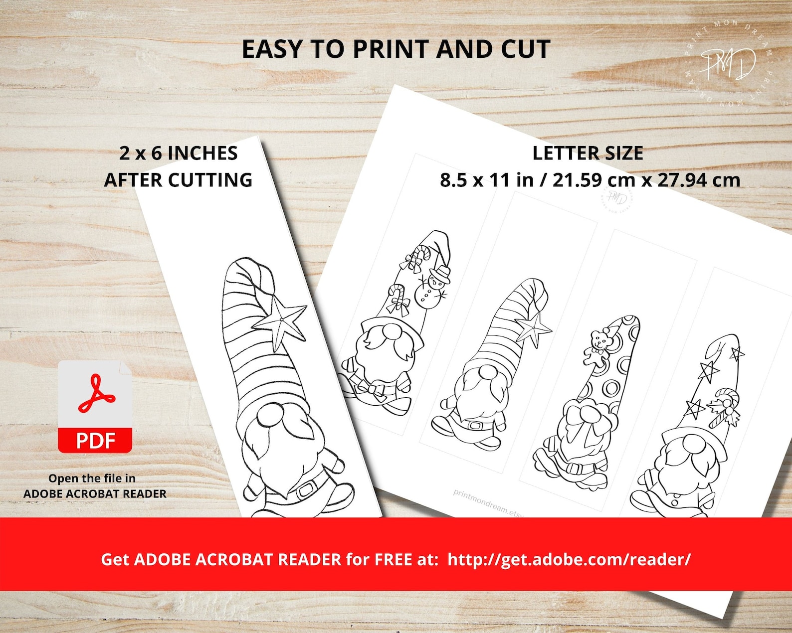Printable Christmas Gnome Coloring Bookmarks, Color Your Own Bookmarks ...