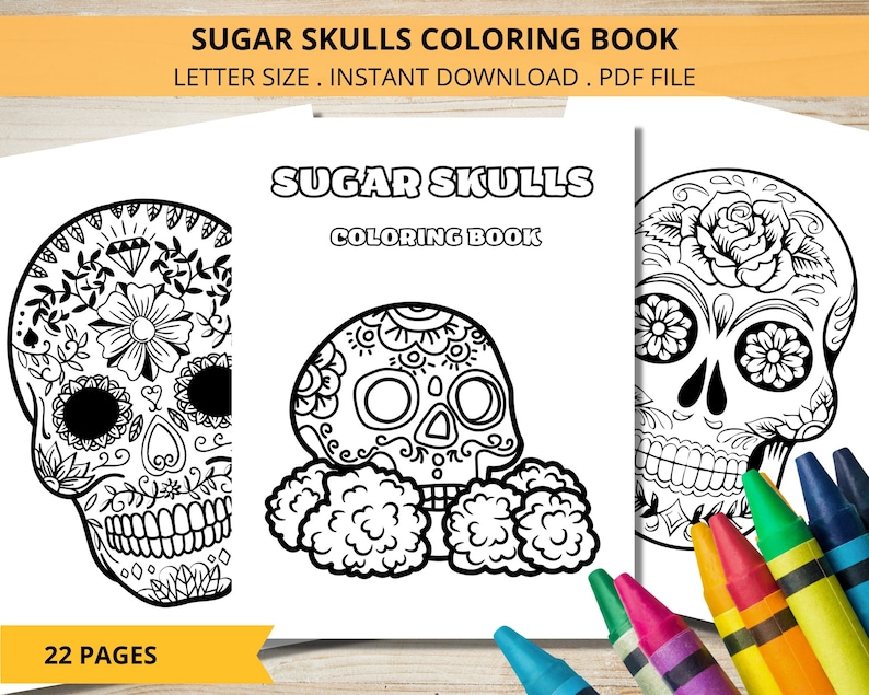 Sugar Skulls Coloring Book Printable Day of the Dead Coloring - Etsy
