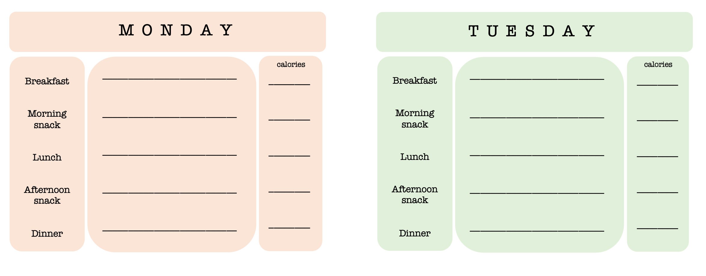 Food Schedule, Meal Planner - Etsy