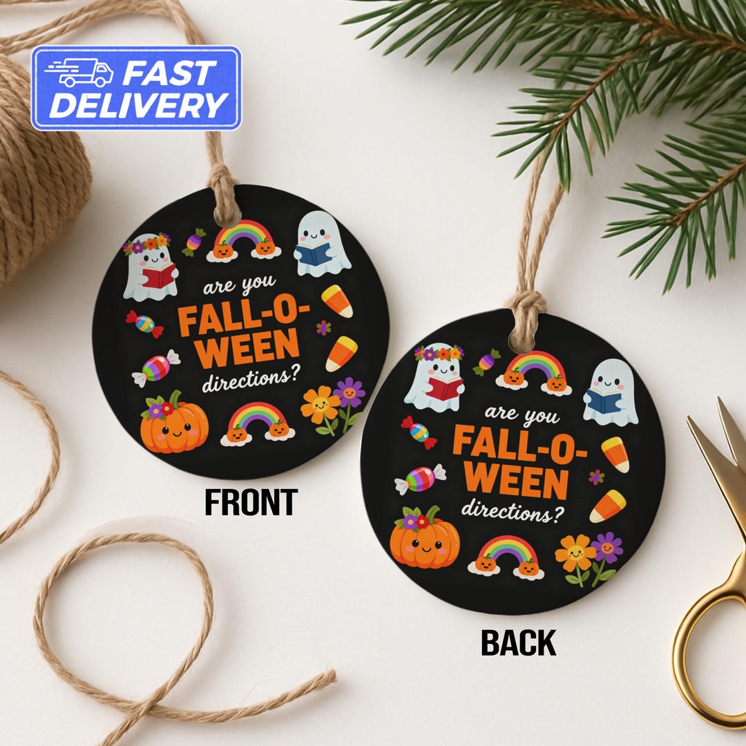 Fall-o-ween Ornament: Cute Kawaii Ghost, Pumpkin Rainbow, Autumn ...