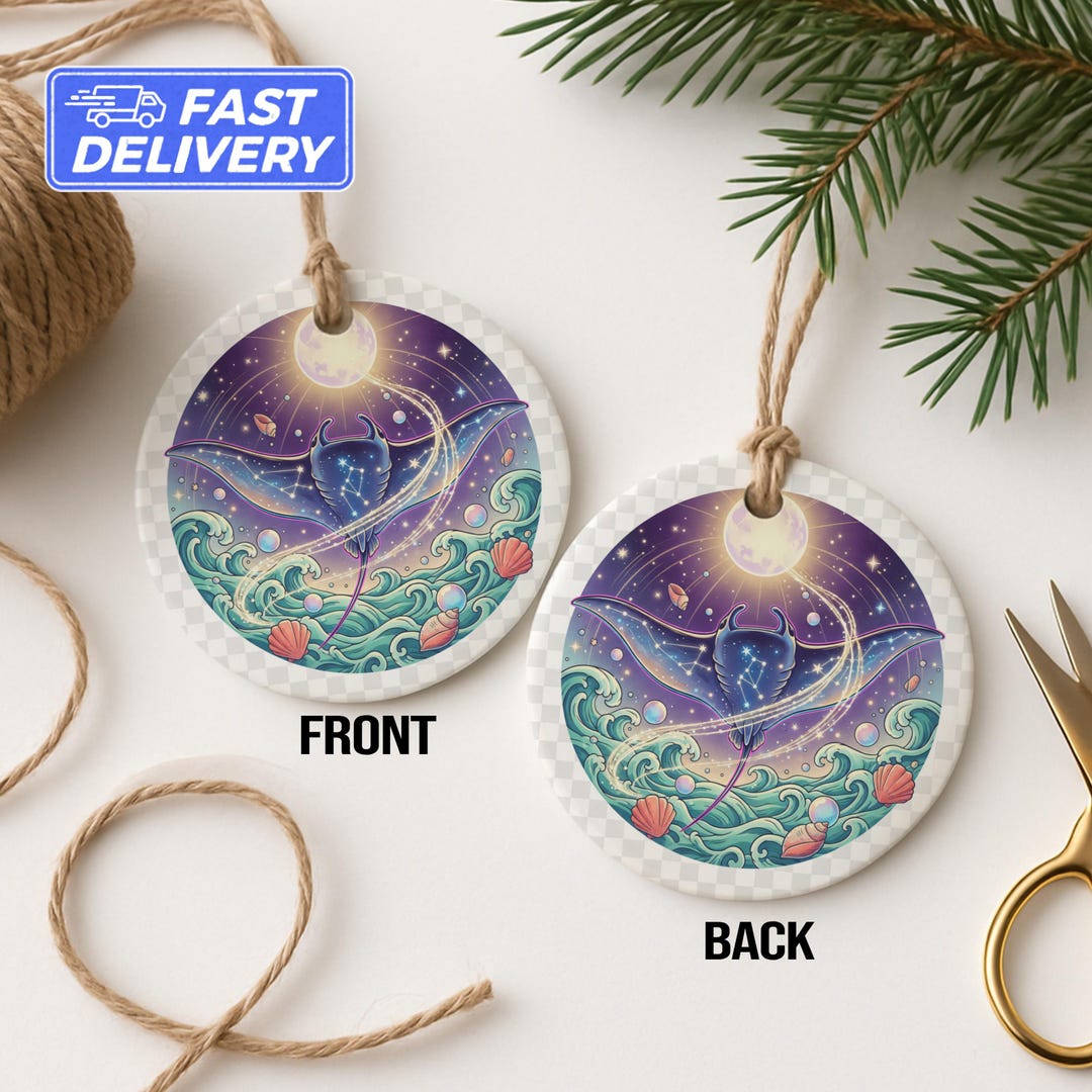 Celestial Manta Ray Ornament, Starry Night Sea Ornament, Unique Gift ...