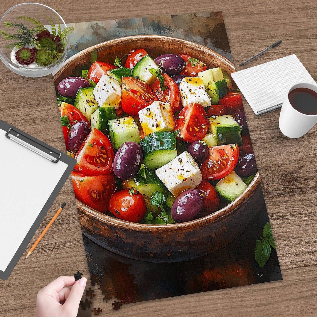Colorful Vegan Dishes Puzzle, Fresh Vegetable Salad Jigsaw ...