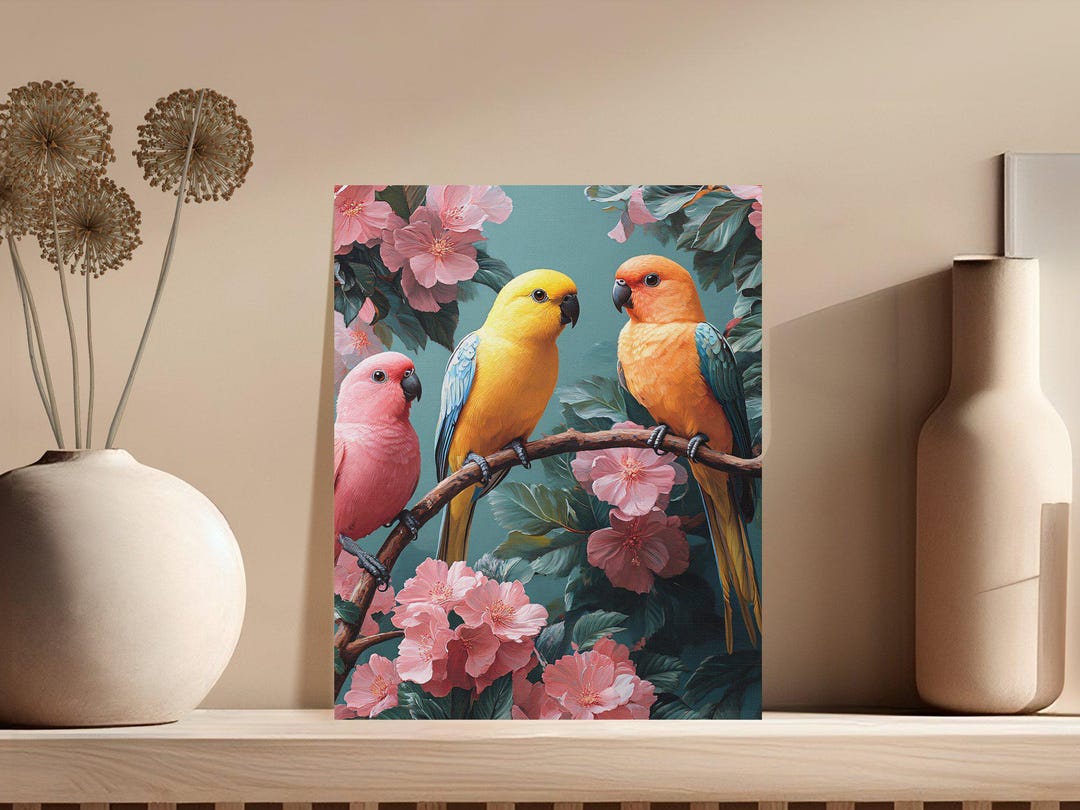Colorful Parrot Wall Art, Tropical Bird Print, Vibrant Home Decor ...