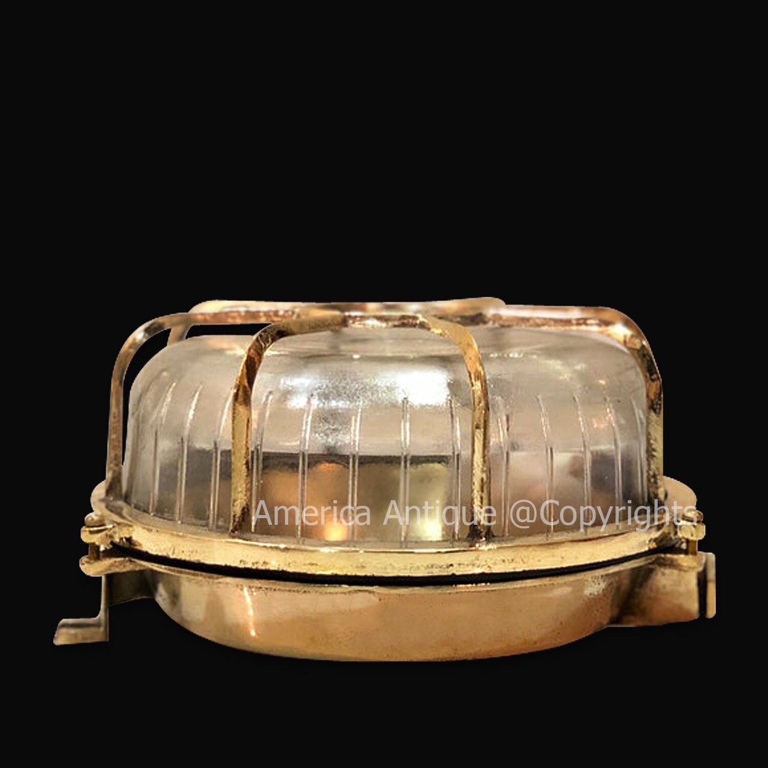 American Antique Authentic Marine Brass Ship Round Deck Light Fixture ...