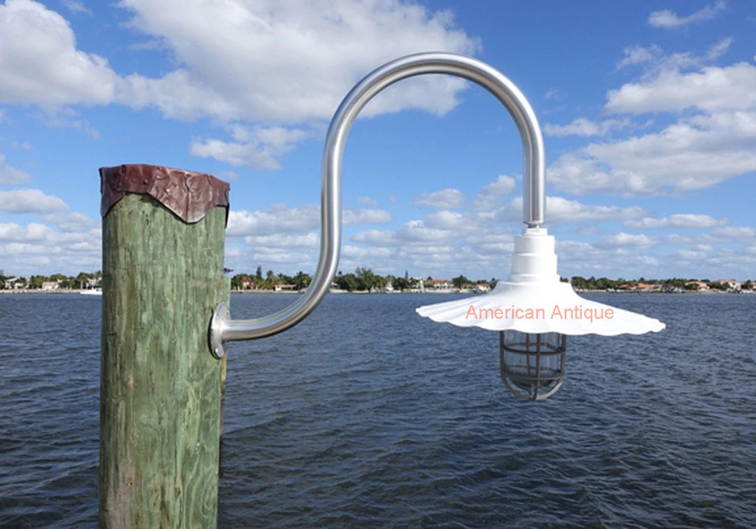 Wall Mount Gooseneck Aluminum Dock Light Dome Molted Radial - Etsy