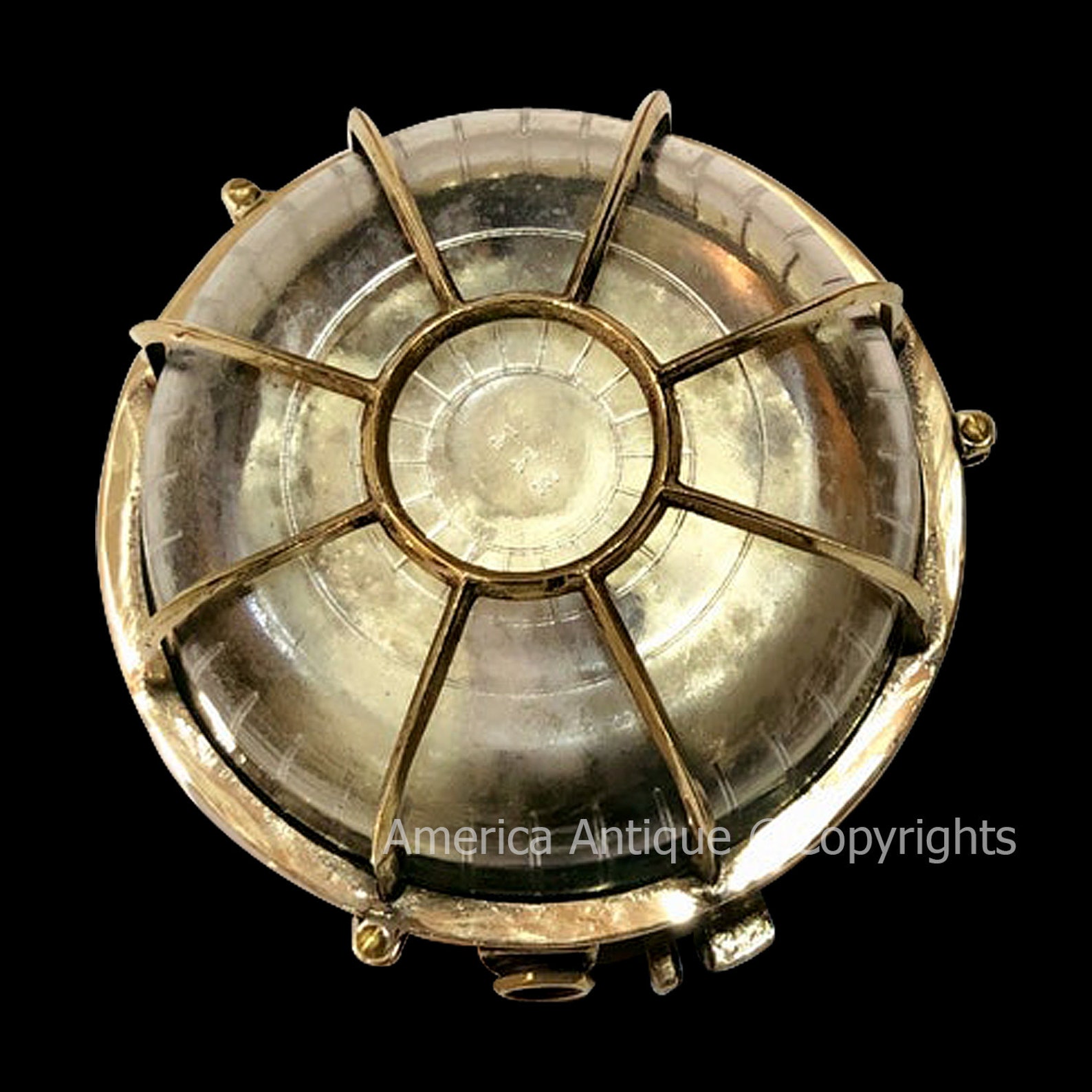American Antique Authentic Marine Brass Ship Round Deck Light Fixture ...