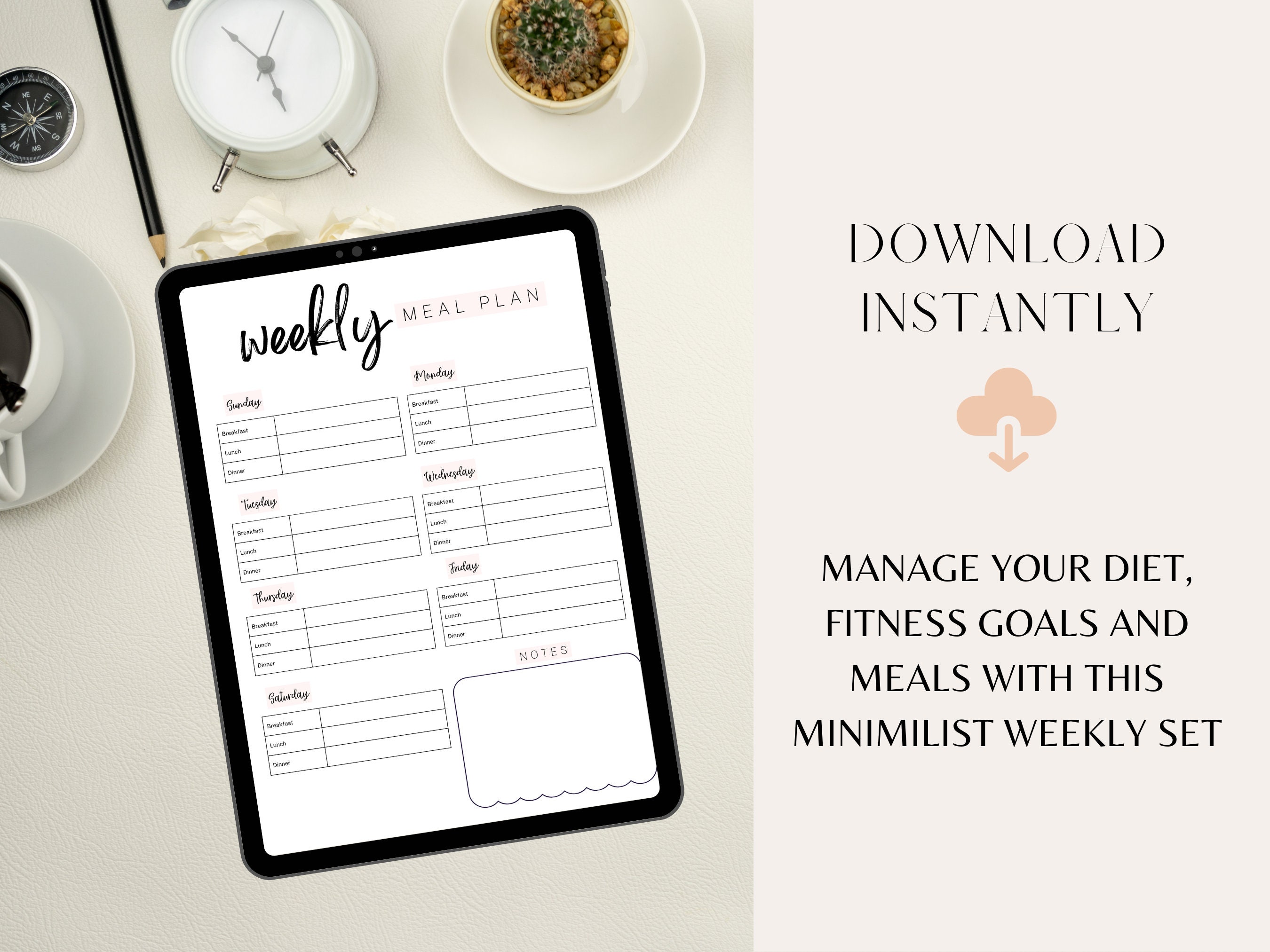 Weekly Meal Planner Printable Meal Planner Digital Meal Planner ...
