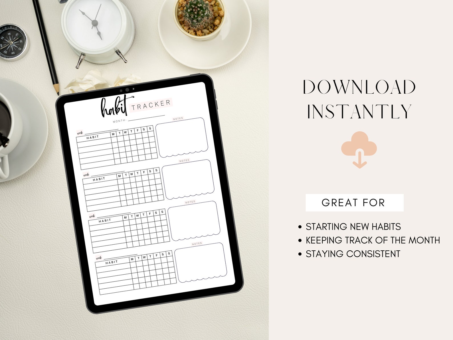 Habit Tracker Printable Monthly Habit Tracker Landscape - Etsy