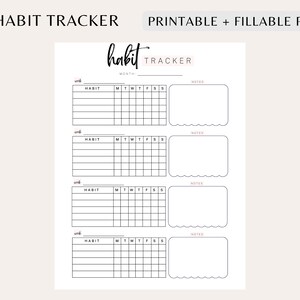 Habit Tracker Printable Monthly Habit Tracker Landscape - Etsy