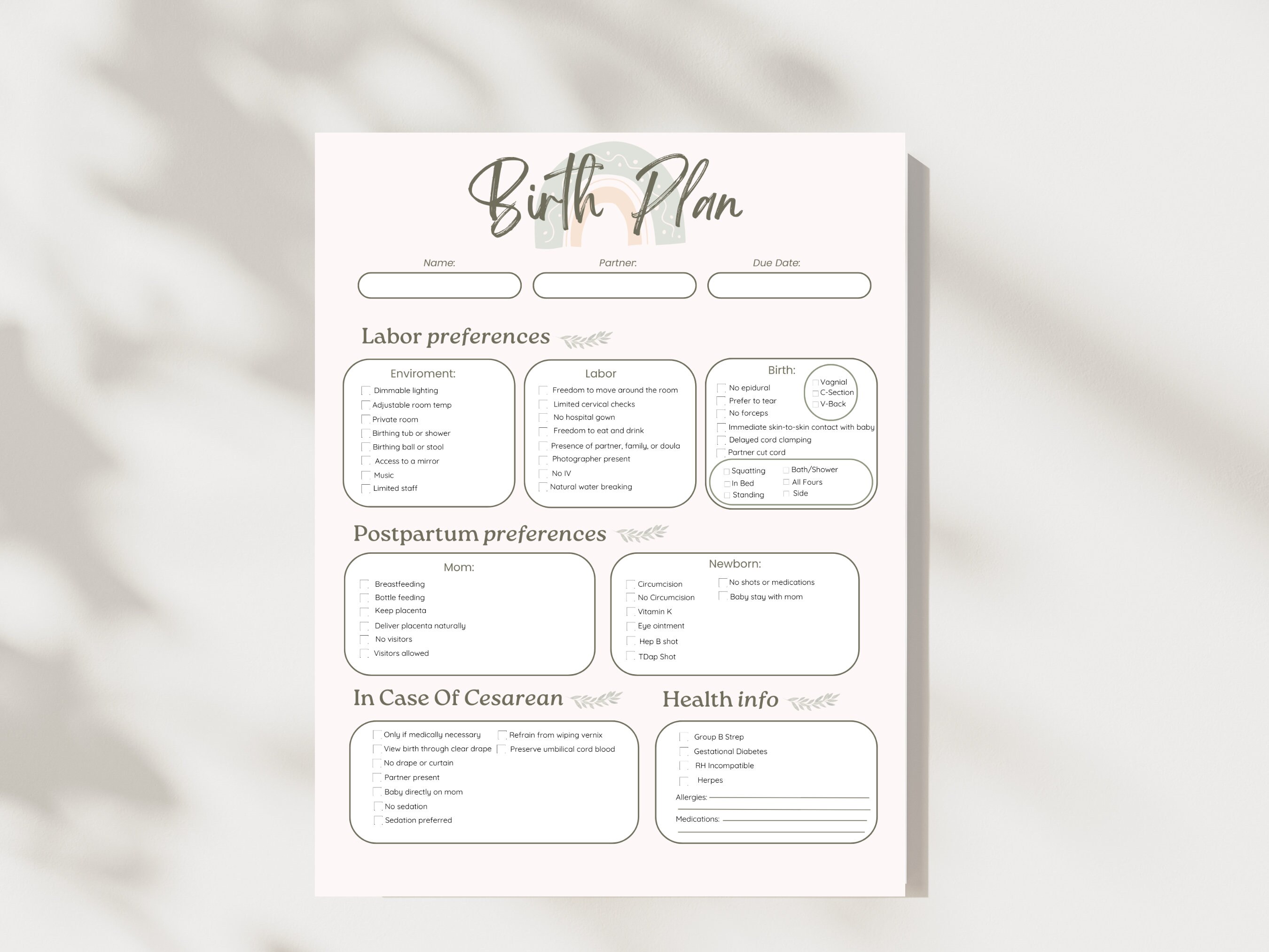 Plan de Parto Plantilla de Plan de Parto Planificador de - Etsy México