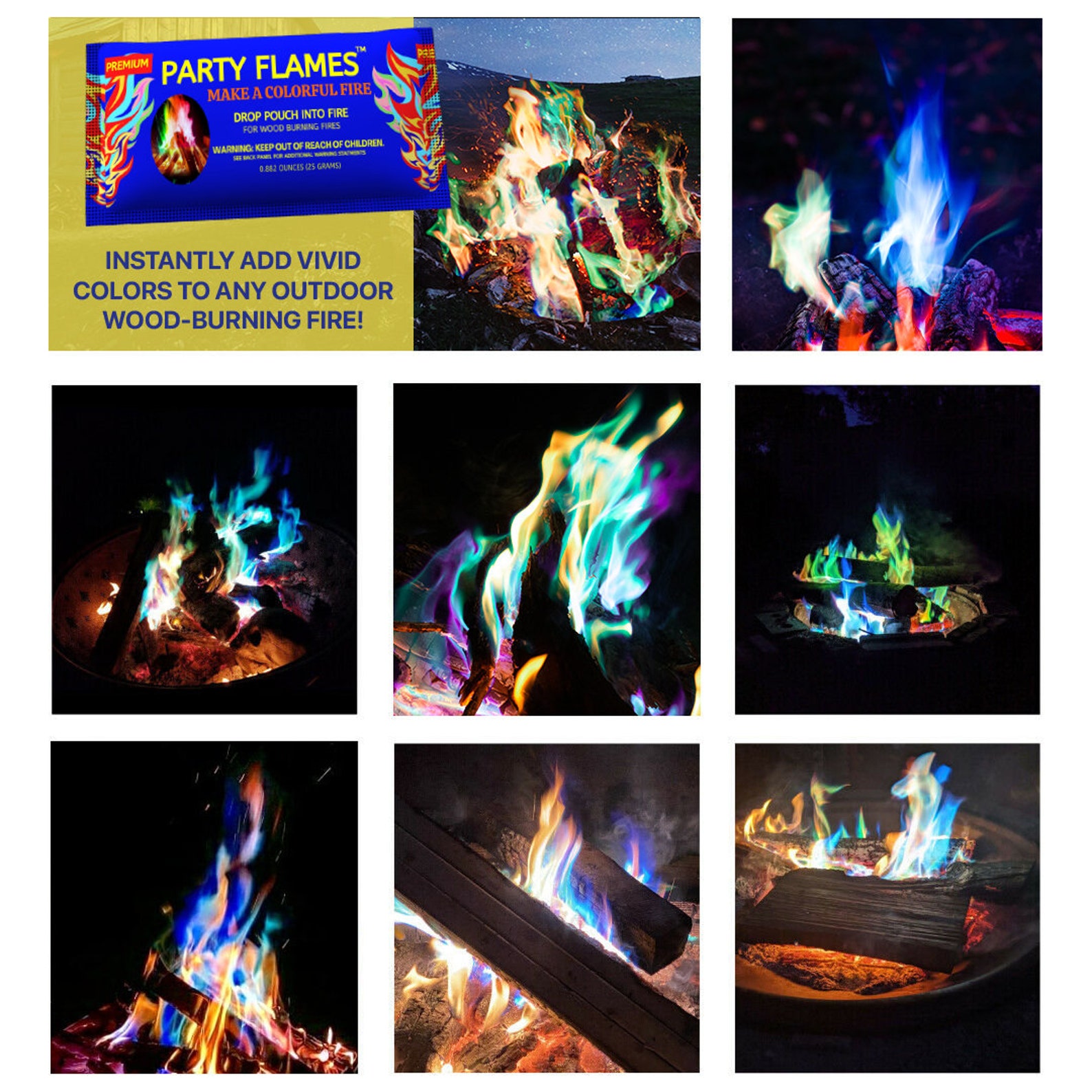 MYSTIC FLAMES, FIRE Color Flames, Pack of Four Create Vibrant and Party ...