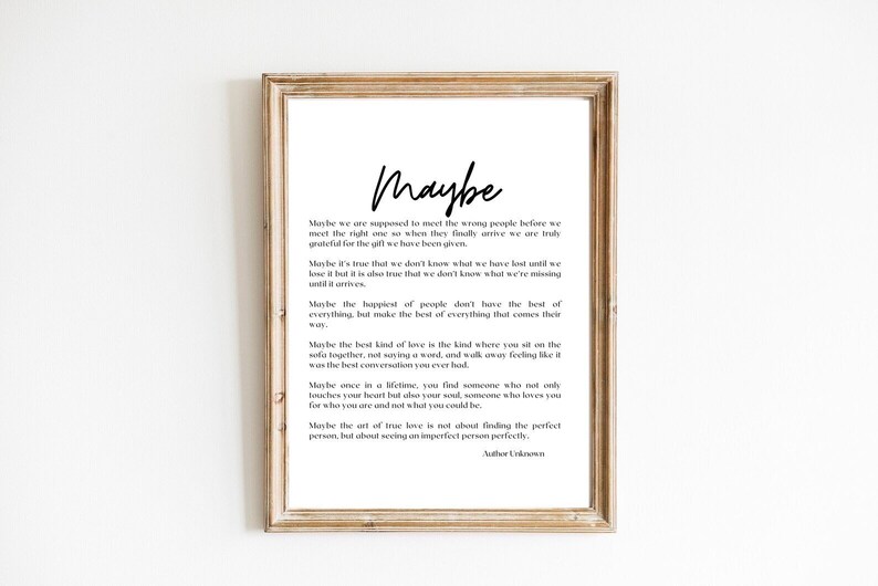 Maybe Poem Wedding Gift Lovers Poem Love Poem Soulmate Poems