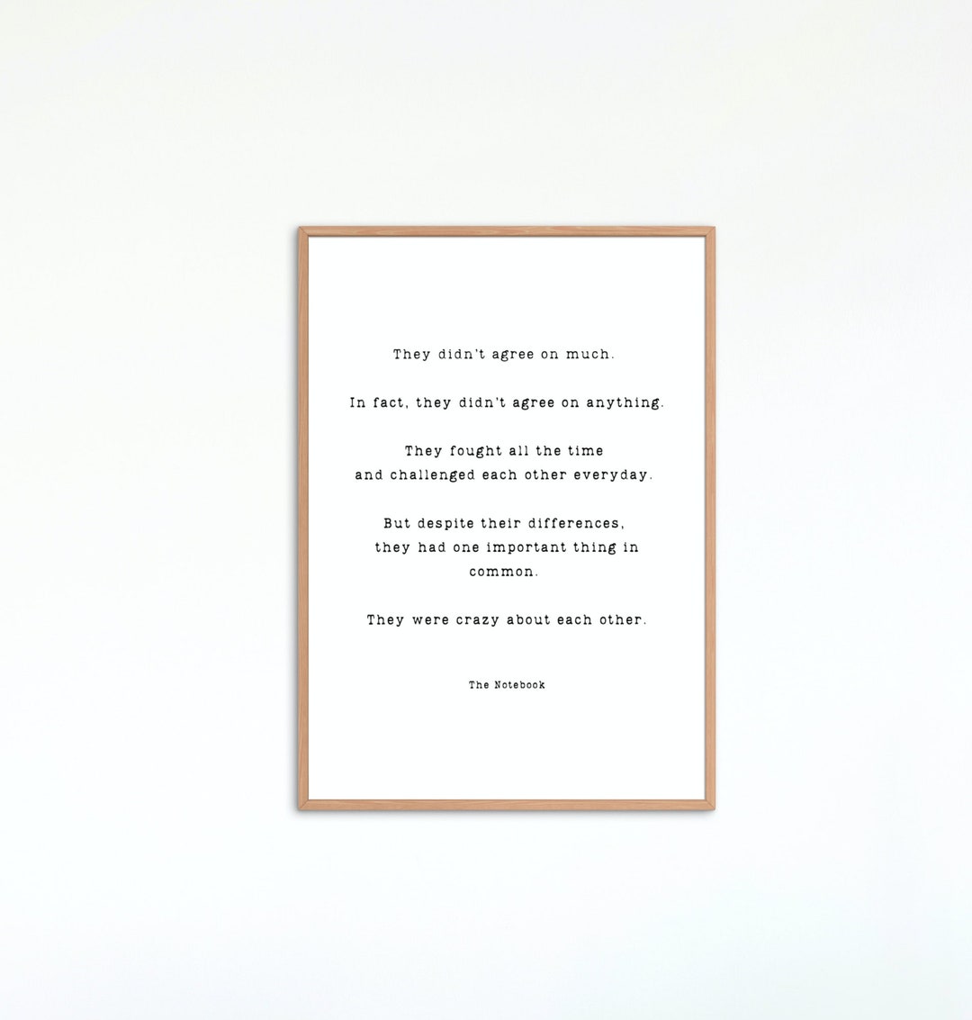The Notebook Love Quote Print, Valentines Day Gift, Romantic Gift, the ...