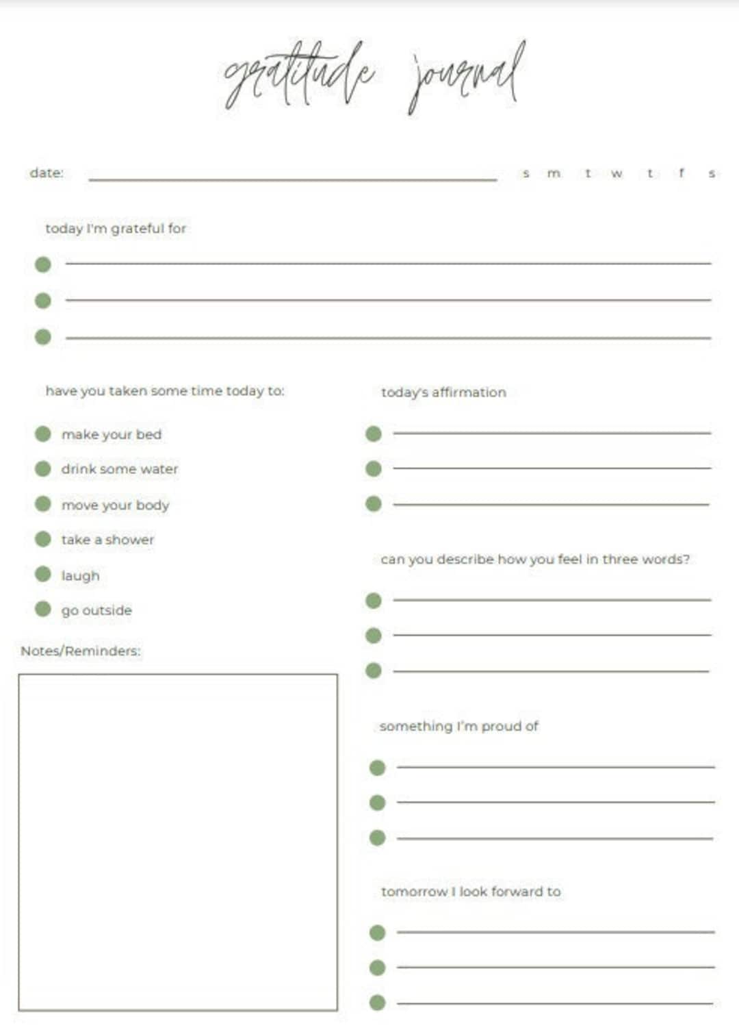 Daily Gratitude Journal Printable - Etsy