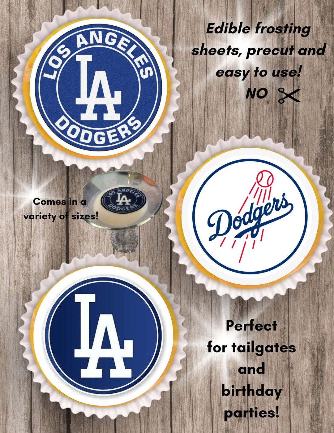 Dodgers Cake & Cupcake Toppers: Edible Sports Party Decorations - Etsy