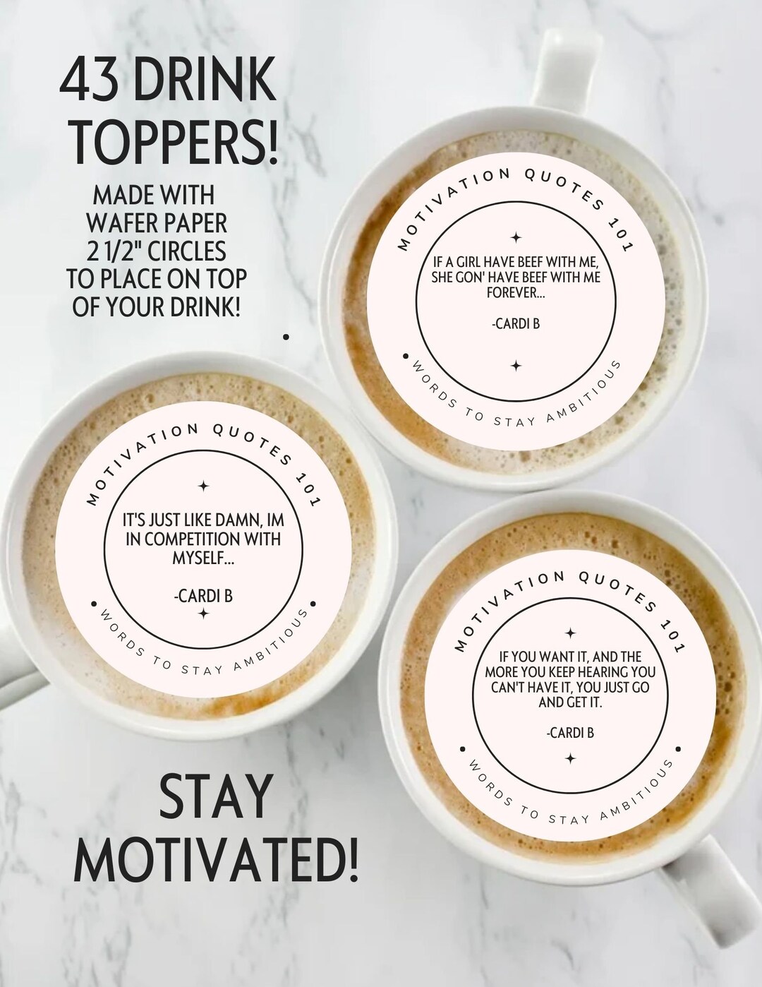 Cardi B Drink Toppers Motivational Cardi B Conversation Drink Toppers ...