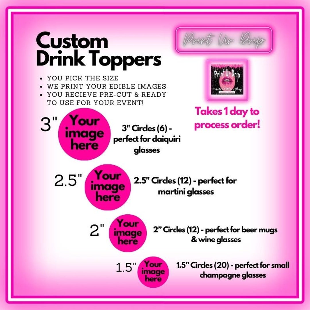Custom Drink Toppers for Birthday Parties, Anniversaries, Baby Showers ...