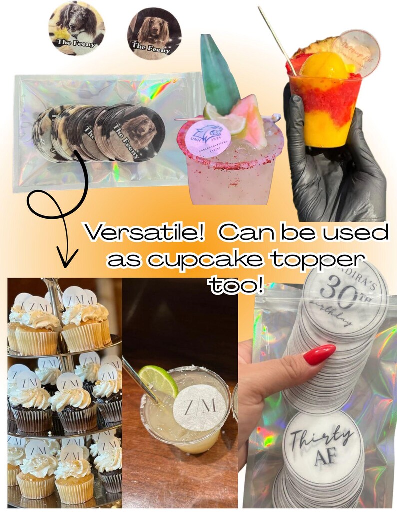 Bulk Wedding Drink Toppers Wafer Paper PRECUT for Wedding - Etsy