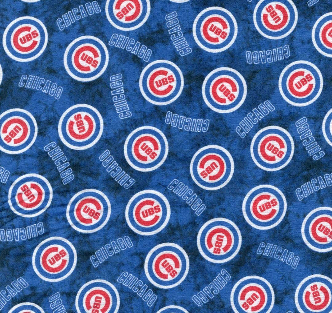 1 Yard MLB Fabric Chicago Cubs Baseball in Blue FLANNEL From Fabric ...