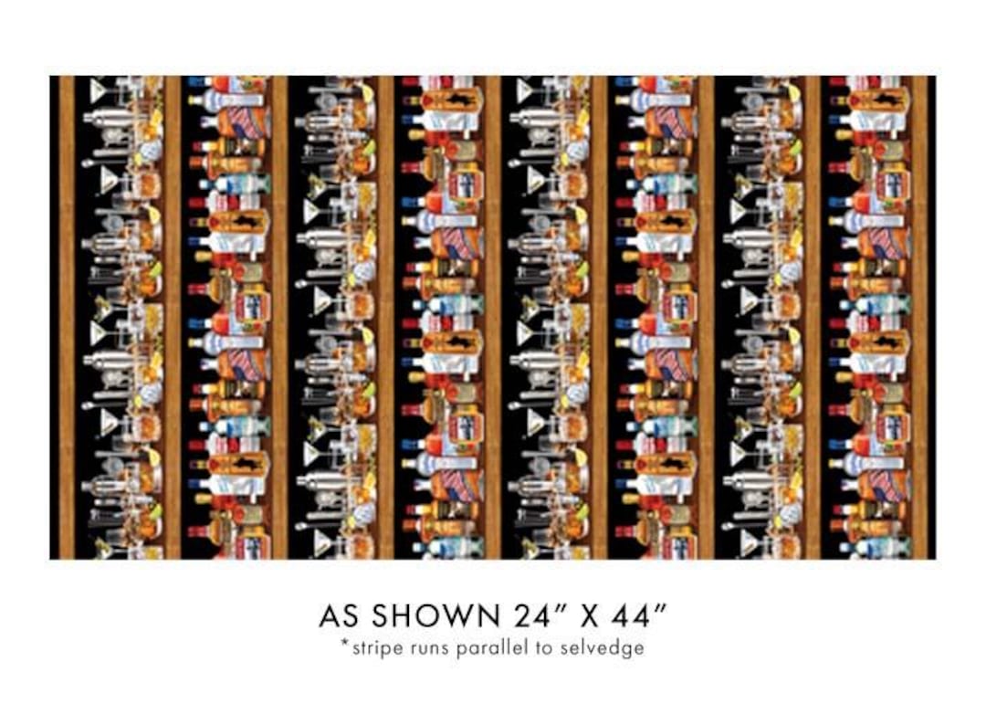 Alcohol Fabric Top Shelf Stripe in Black From Benartex 100% Cotton - Etsy