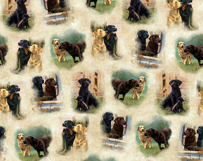 Labrador Fabric Labrador Coffee Fabric Off-white Cream Fabric by ...