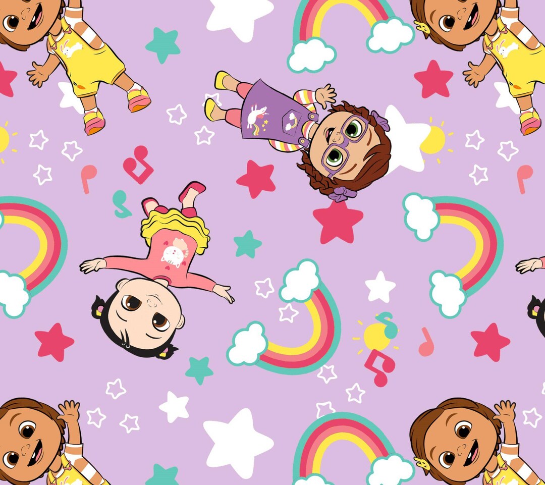 Cocomelon Fabric Reach for the Stars in Purple From David Textiles 100% ...