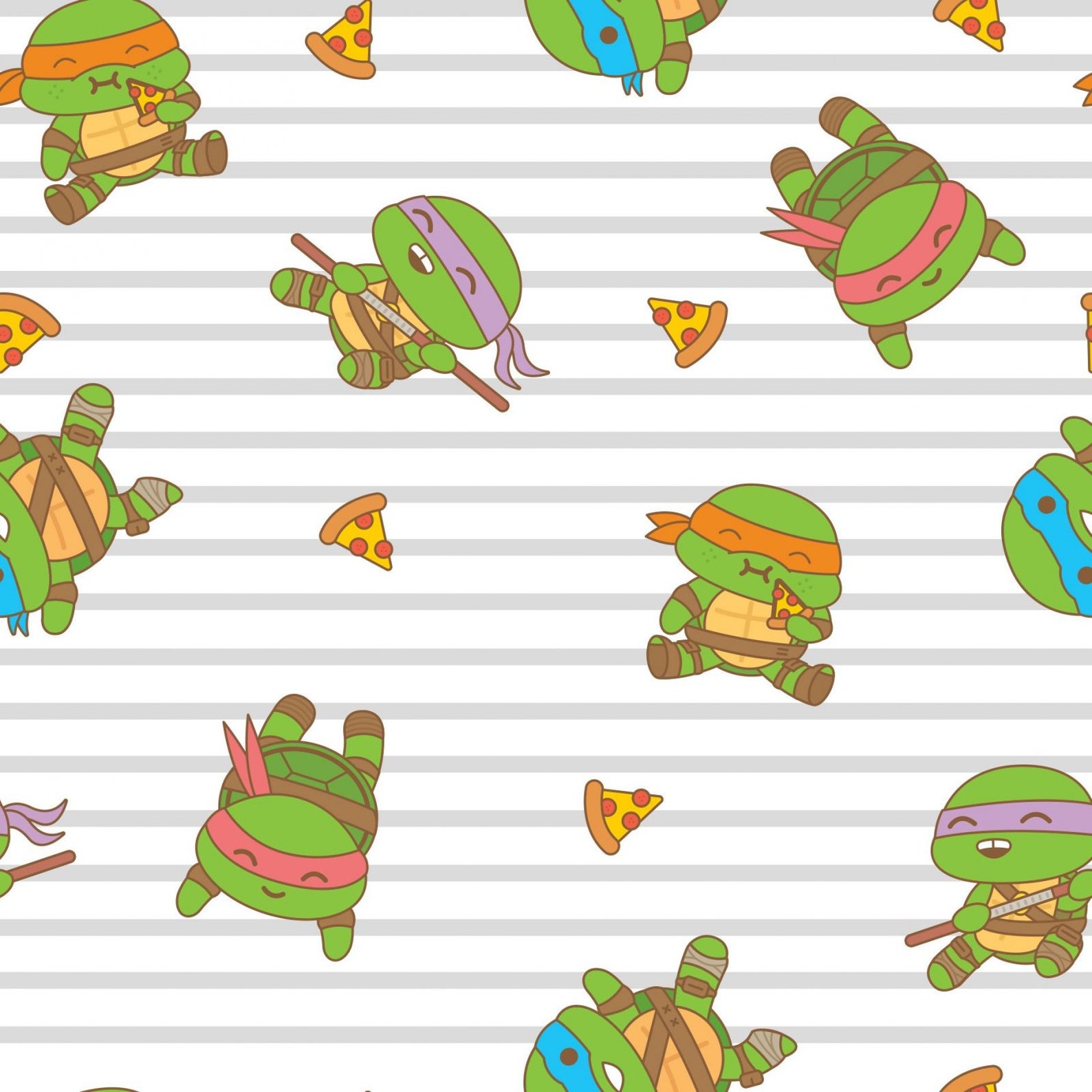 Nickelodeon Fabric Teenage Mutant Ninja Turtles Cute Toss in White From ...