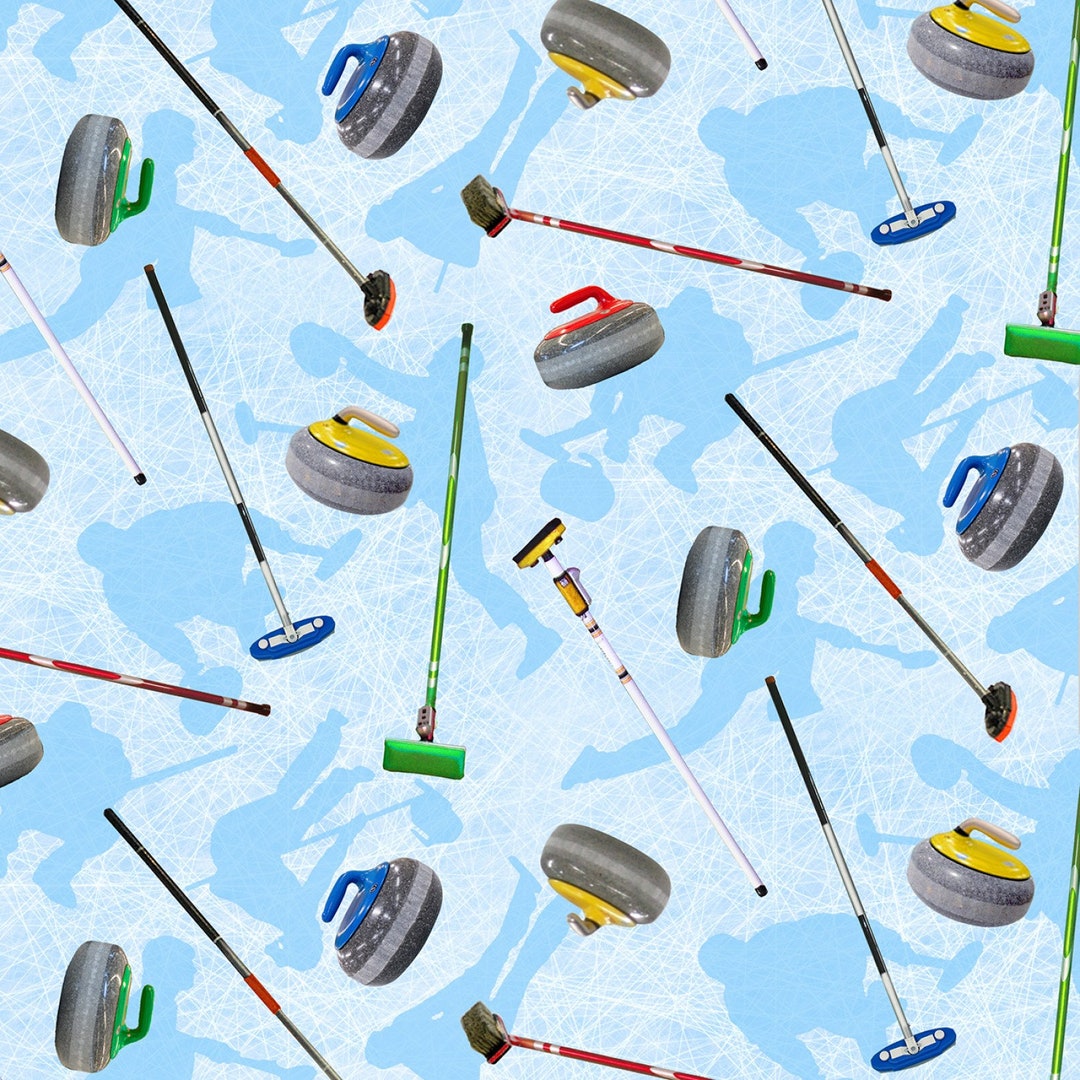 1 Yard Sports Fabric Curling Equipment in Light Blue From Elizabeth ...