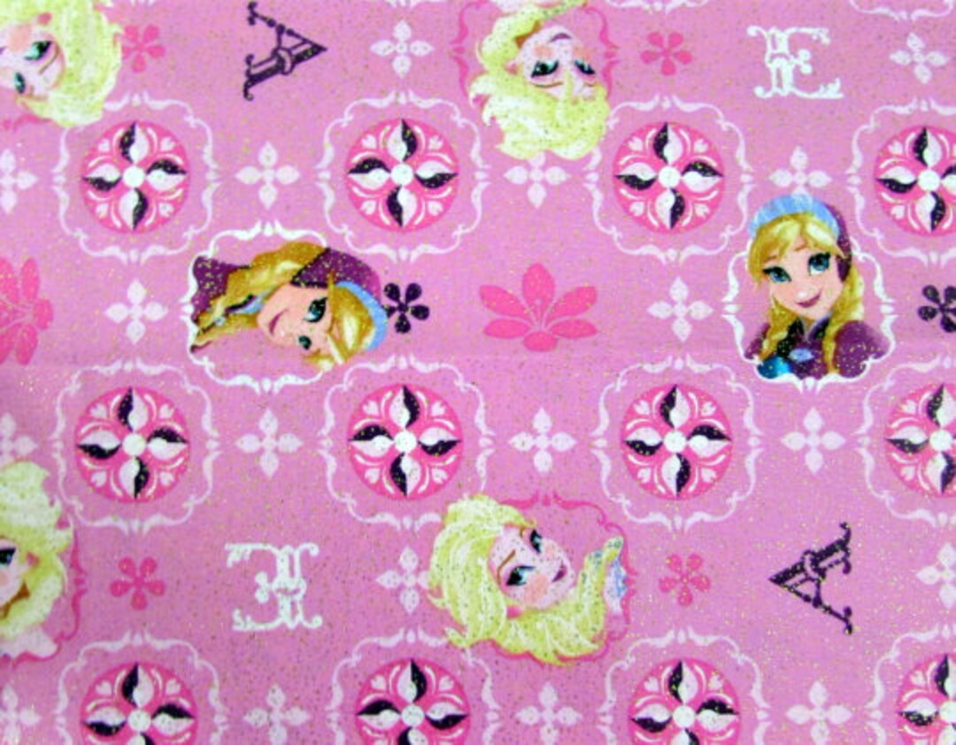 Disney Frozen Fabric Elsa and Anna Scenic With Glitter 1/4 Yard PRE-CUT ...