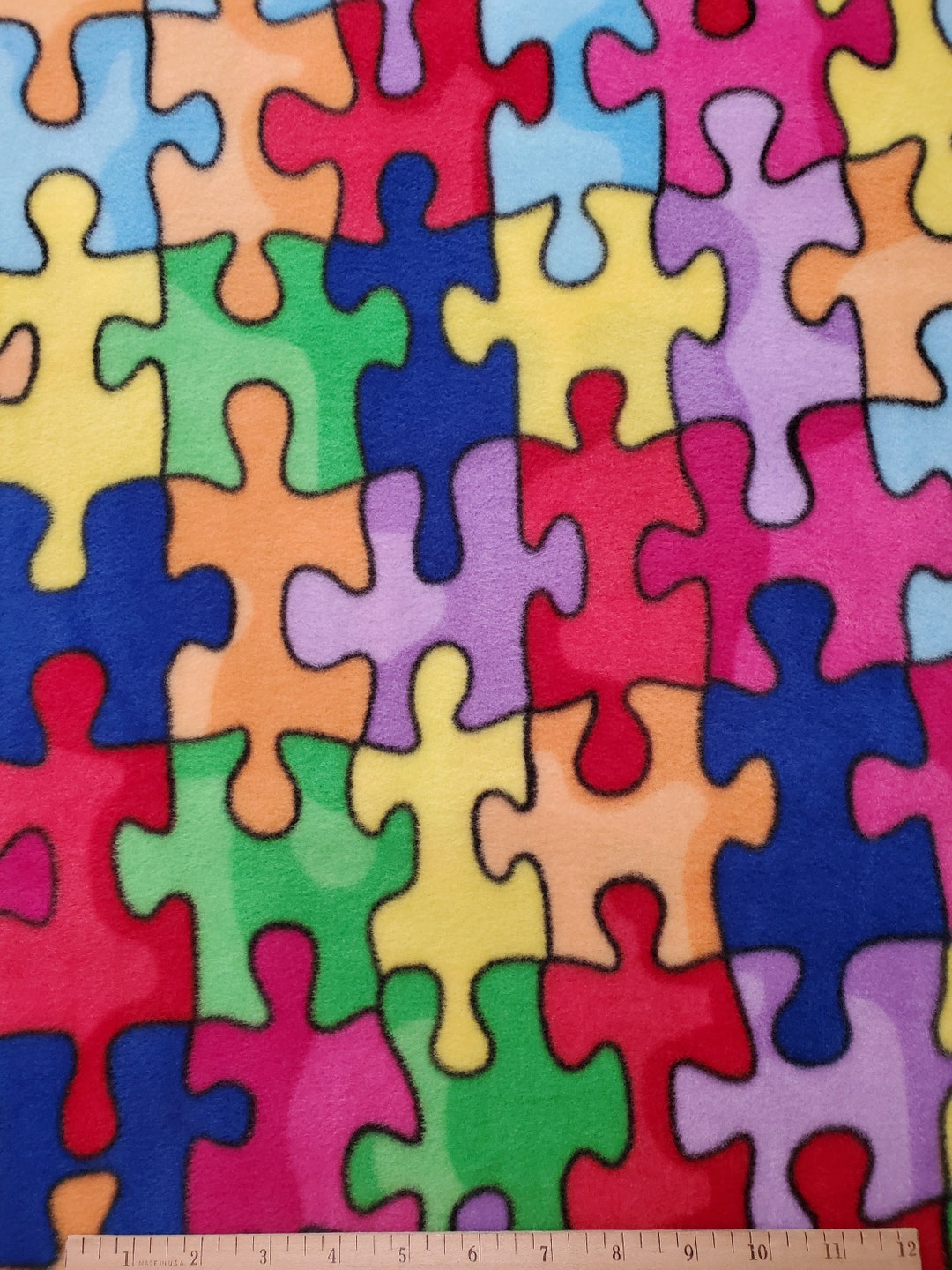 Puzzle Fabric in Multi Anti-pill PRECUT FLEECE - Etsy