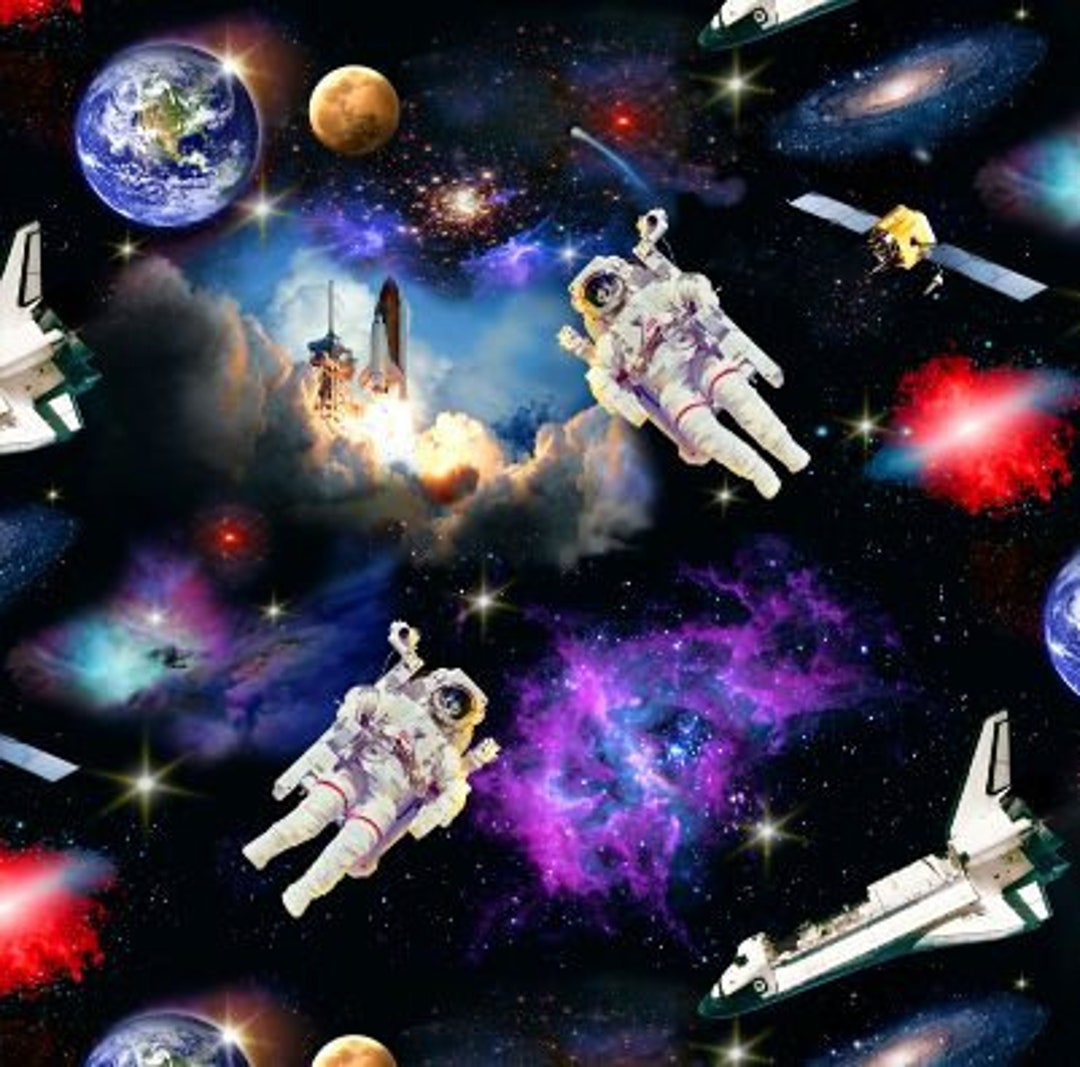 Space Fabric in Space in Black From Elizabeth Studio 100% Cotton - Etsy