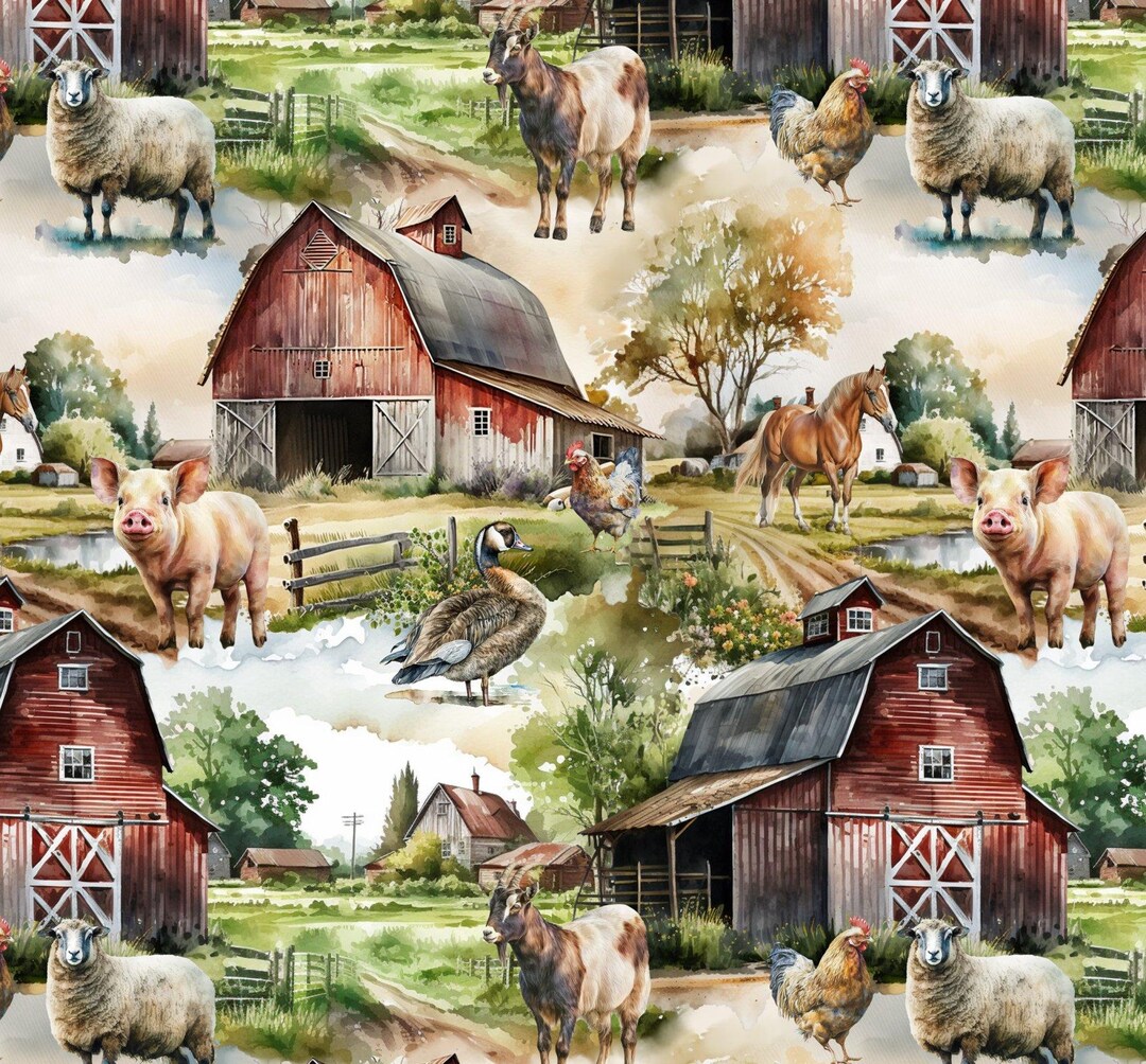Farm Fabric on the Farm in Multi From David Textiles 100% Cotton - Etsy