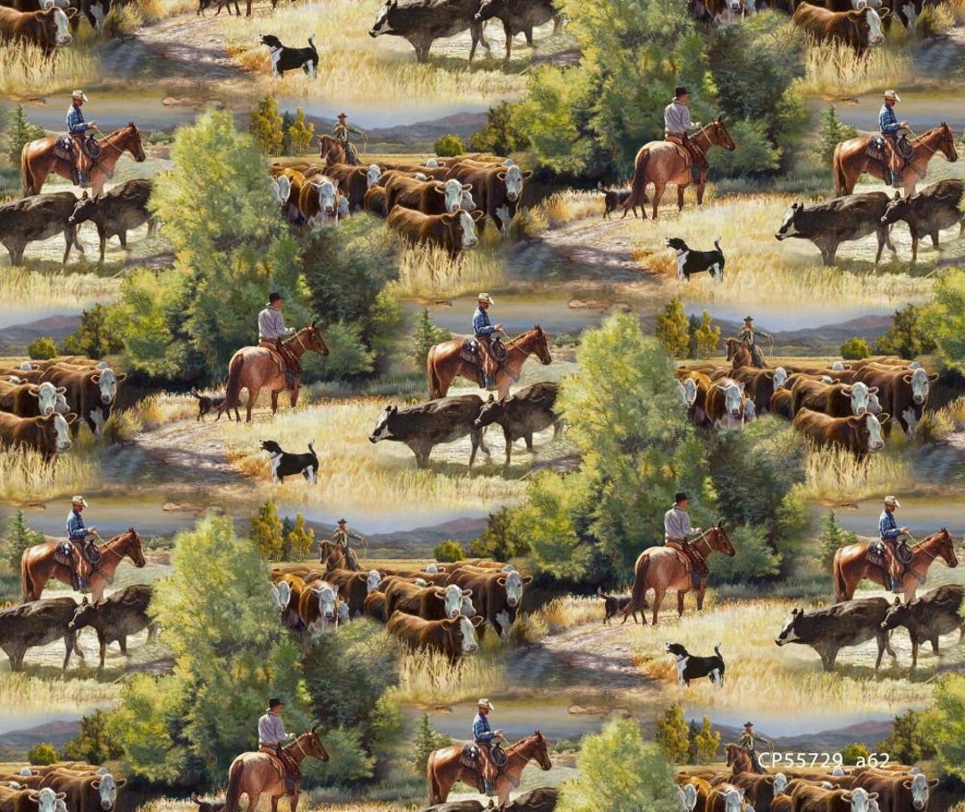 Cowboy Fabric Sagebrush From Springs Creative 100% Cotton - Etsy
