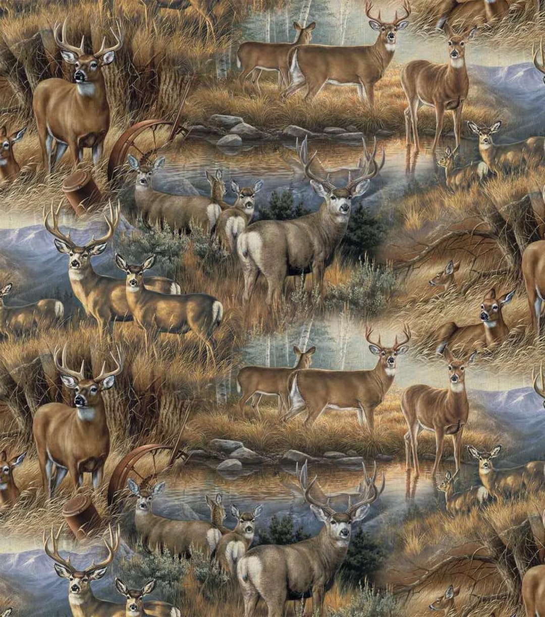 Deer Fabric Deer Glance in Brown 100% Cotton Fabric From David Textiles ...