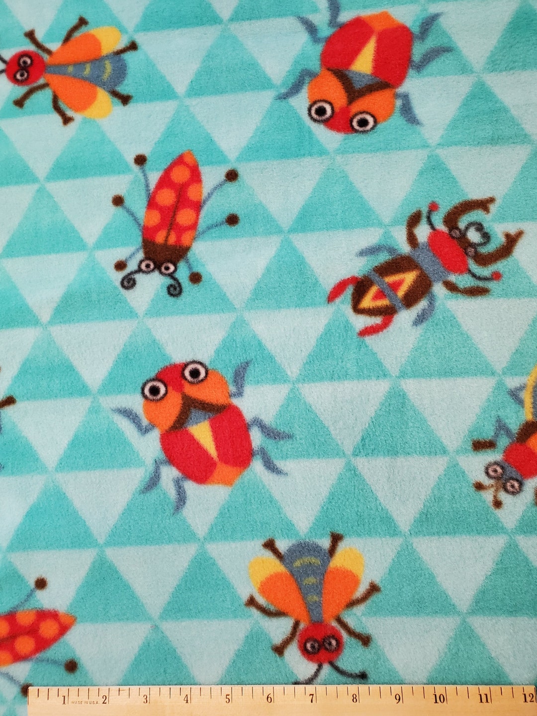 Insect Fabric in Blue Anti-pill PRE-CUT FLEECE - Etsy