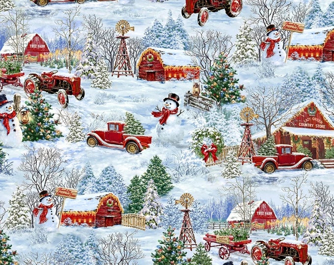 Tree Farm Fabric Scenic in Multi From Timeless Treasures 3/4 Yard PRE ...