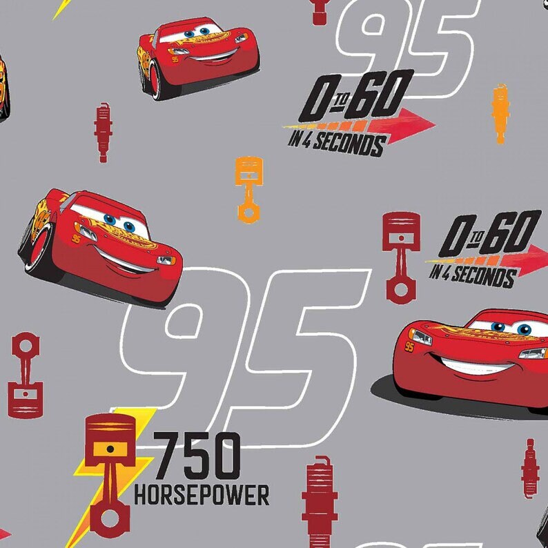 Disney Fabric Cars Pixar Lightning Mcqueen in Gray From - Etsy