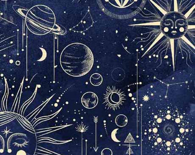 Celestial Fabric Celestial Packed in Blue 1 Yard From Quilting ...