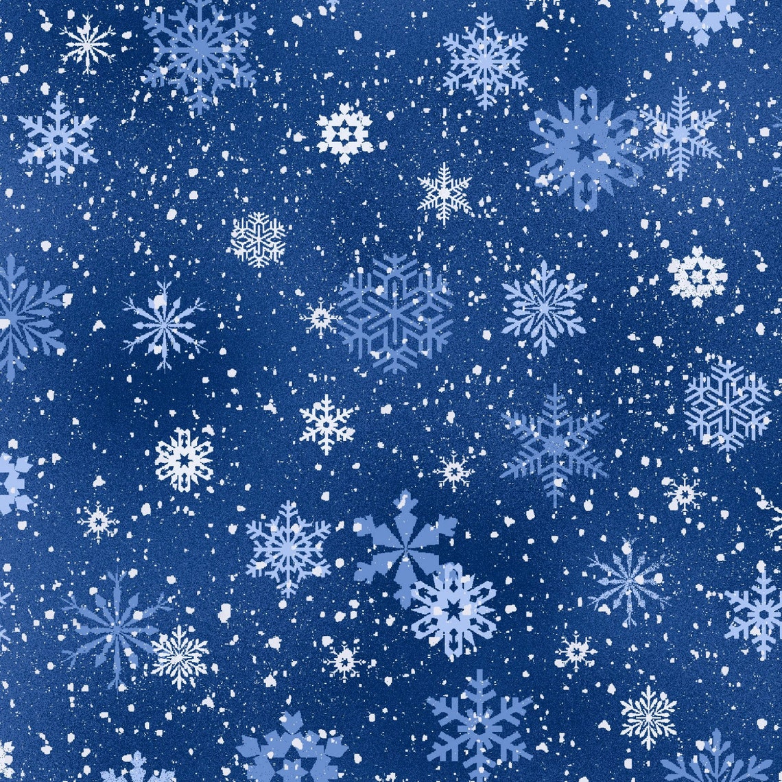 Winter Fabric Snowflakes in Blue From Elizabeth Studios 100% Cotton - Etsy