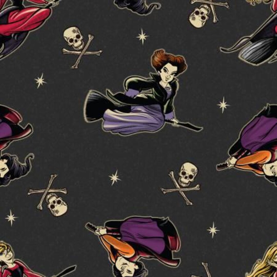 Hocus Pocus Fabric Witches on Brooms From Springs Creative 100% Cotton ...