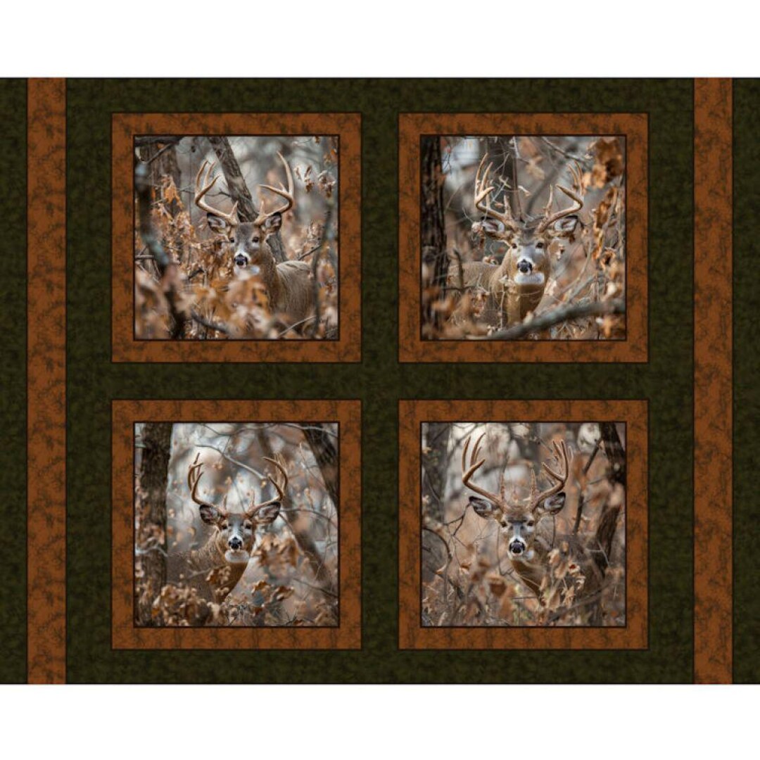 Wildlife Fabric Panel Timber Buck in Brown 100% Cotton - Etsy