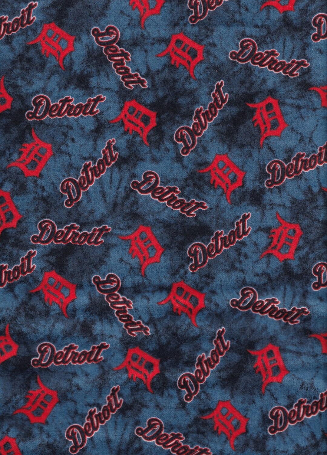 MLB Fabric Detroit Tigers Baseball in Blue/orange FLANNEL From Fabric ...