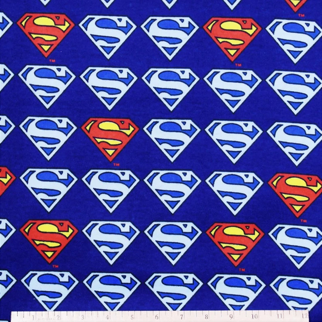 DC Fabric Superman Shield in Navy Blue 34"x43" PRE-CUT Flannel Fabric ...