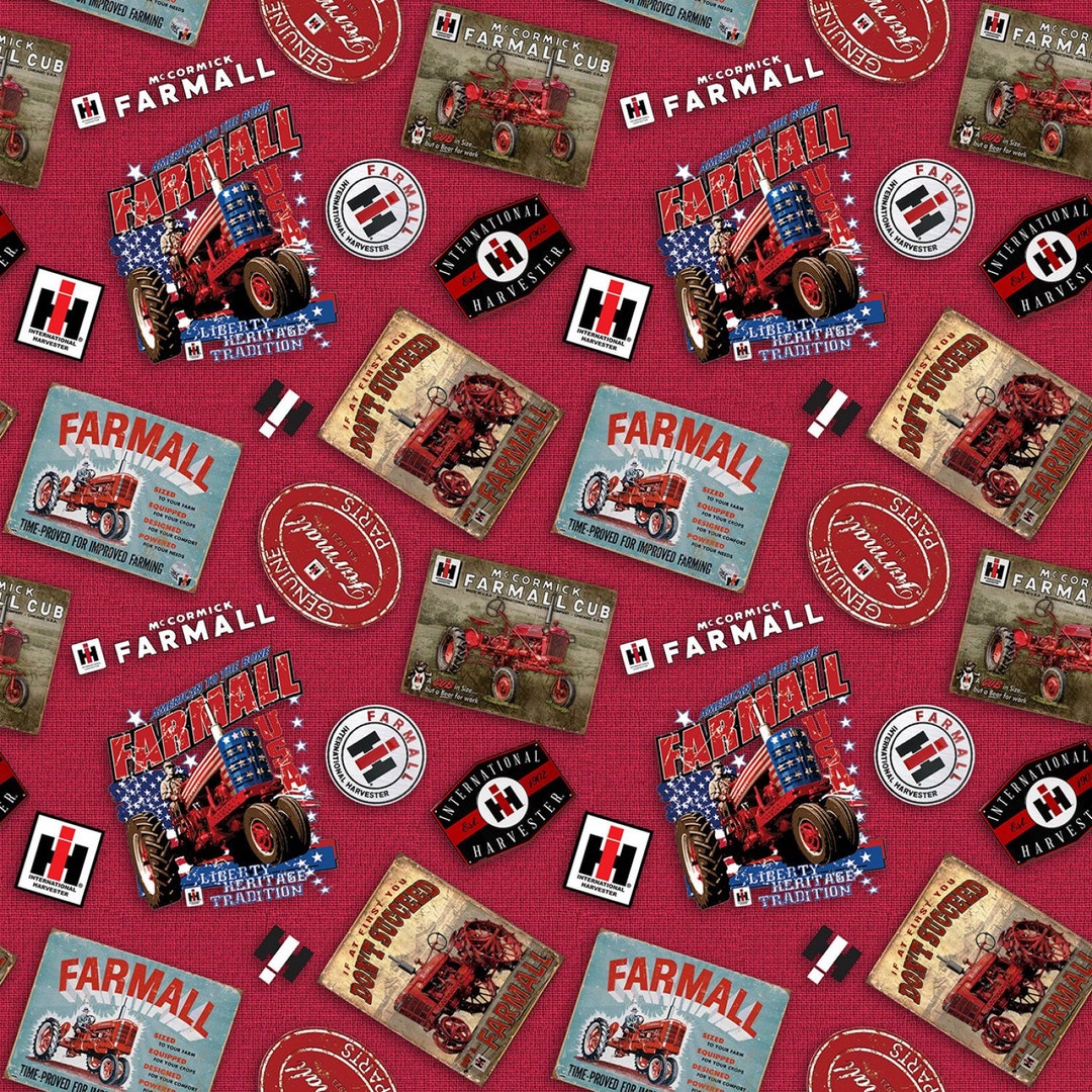 Farmall Fabric Tossed Logos in Red From Sykel 100% Cotton - Etsy