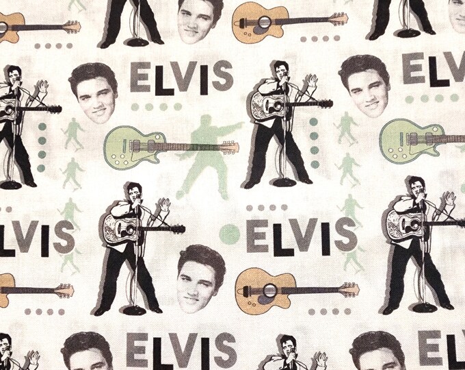 Elvis Fabric Photo Collage in White PRE-CUT From Springs Creative 100% ...