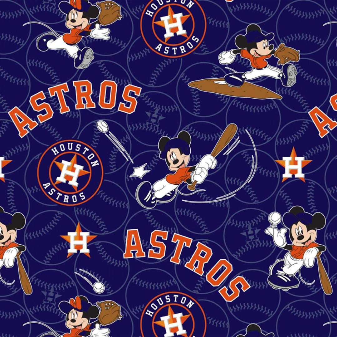 MLB Fabric Houston Astros Mickey Mouse in Blue From Quilting Treasures ...