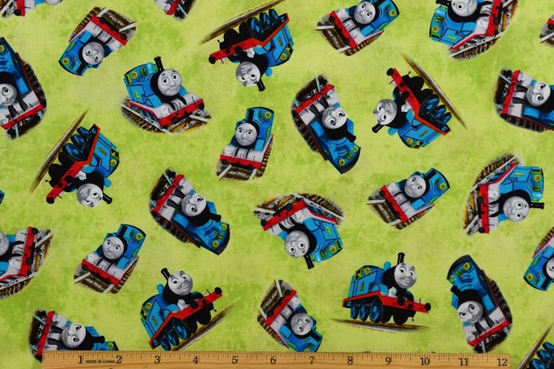 Thomas the Train Fabric Thomas Toss Fabric in Light Green 3/4 Yard PRE ...